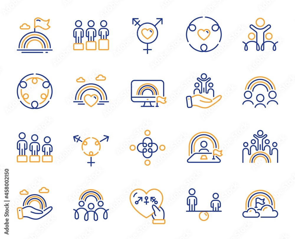 Fototapeta Equality, Equity and Diversity line icons. LGBT rights ...