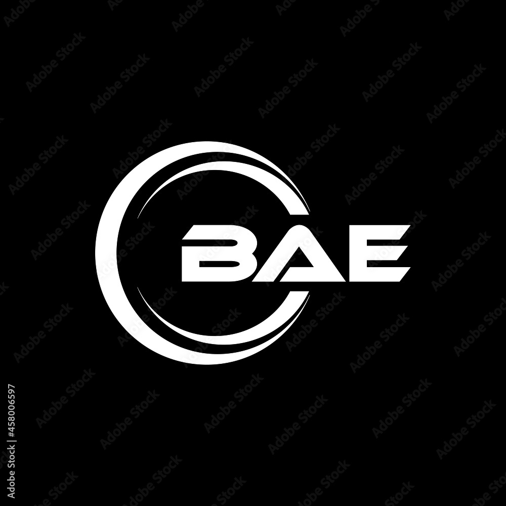 Vetor do Stock: BAE letter logo design with black background in ...