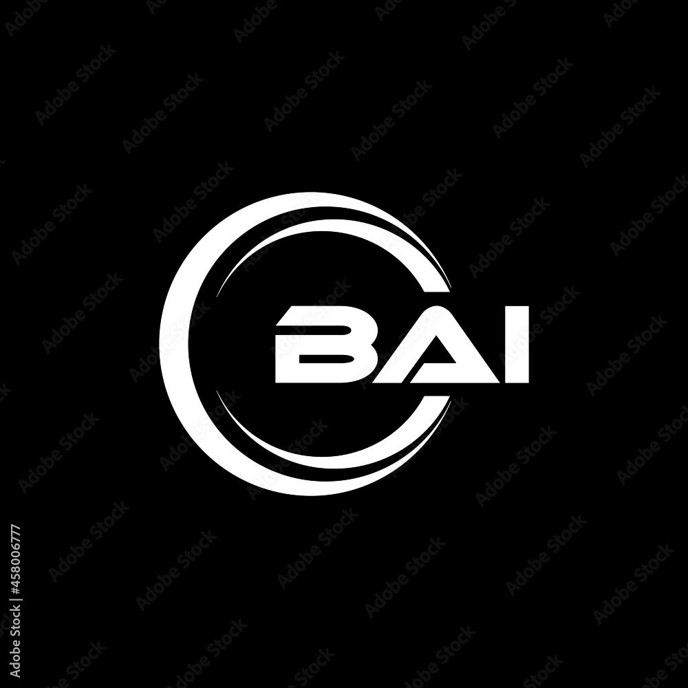 BAI letter logo design with black background in illustrator, vector ...