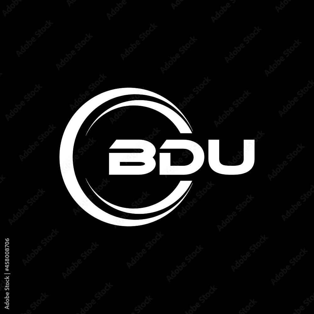 BDU letter logo design with black background in illustrator, vector ...