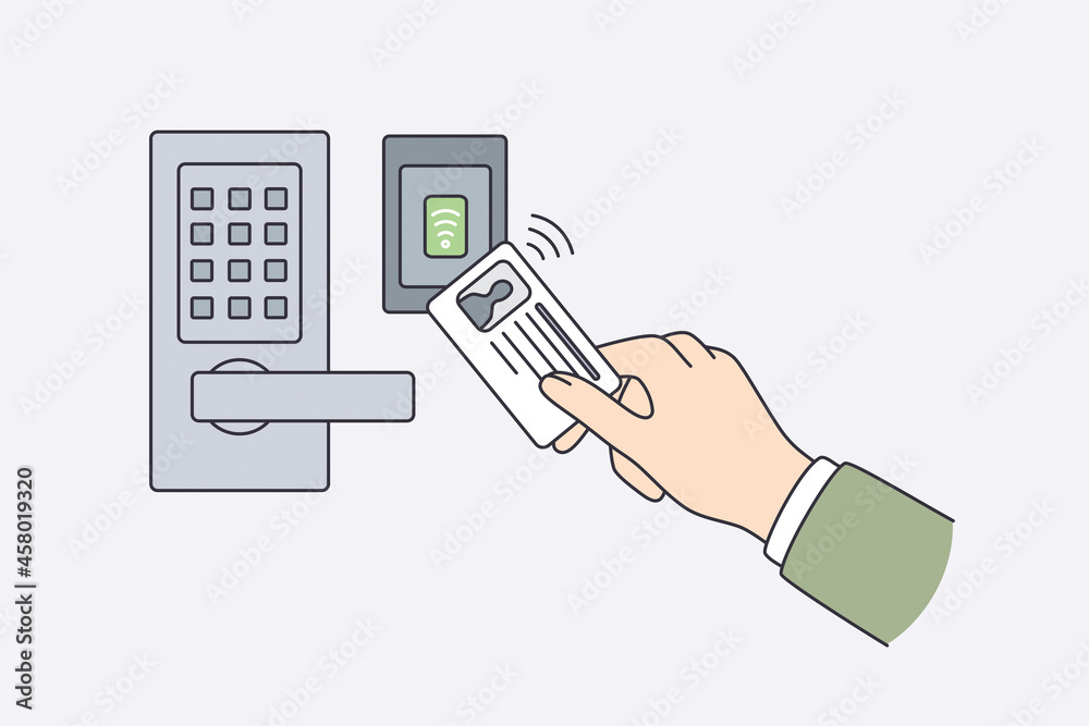 Security id card and safety concept. Human hand holding id card with ...