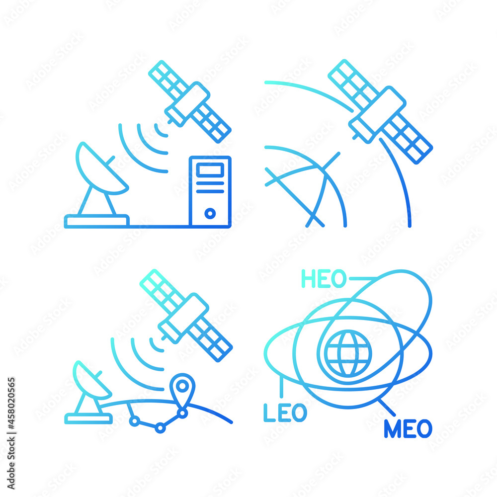 Satellite radionavigation gradient linear vector icons set ...