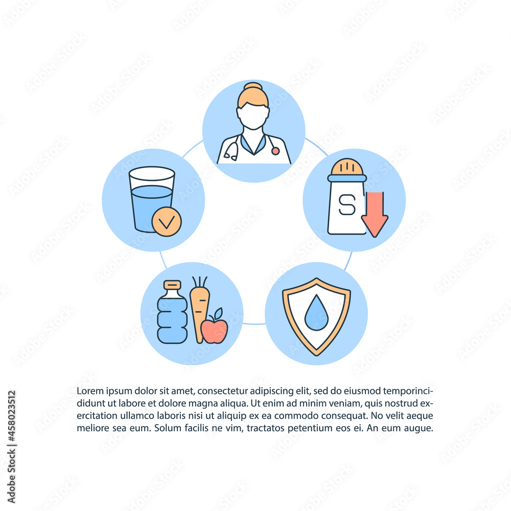 Dehydration treatment concept line icons with text. PPT page vector ...