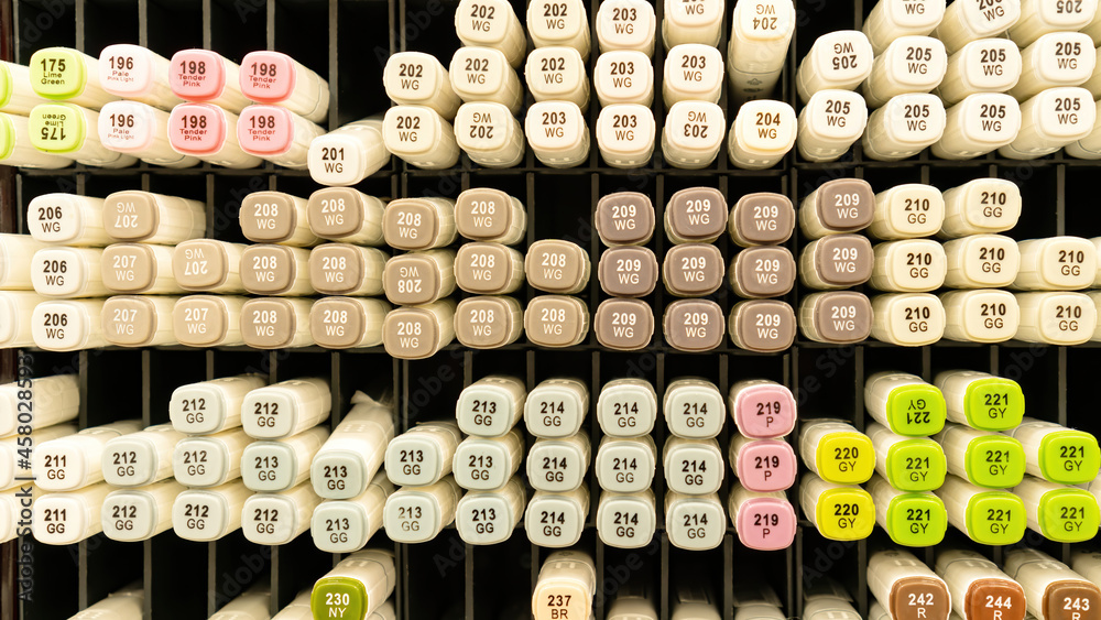 Professional alcohol markers are sold per piece at art stores for ...