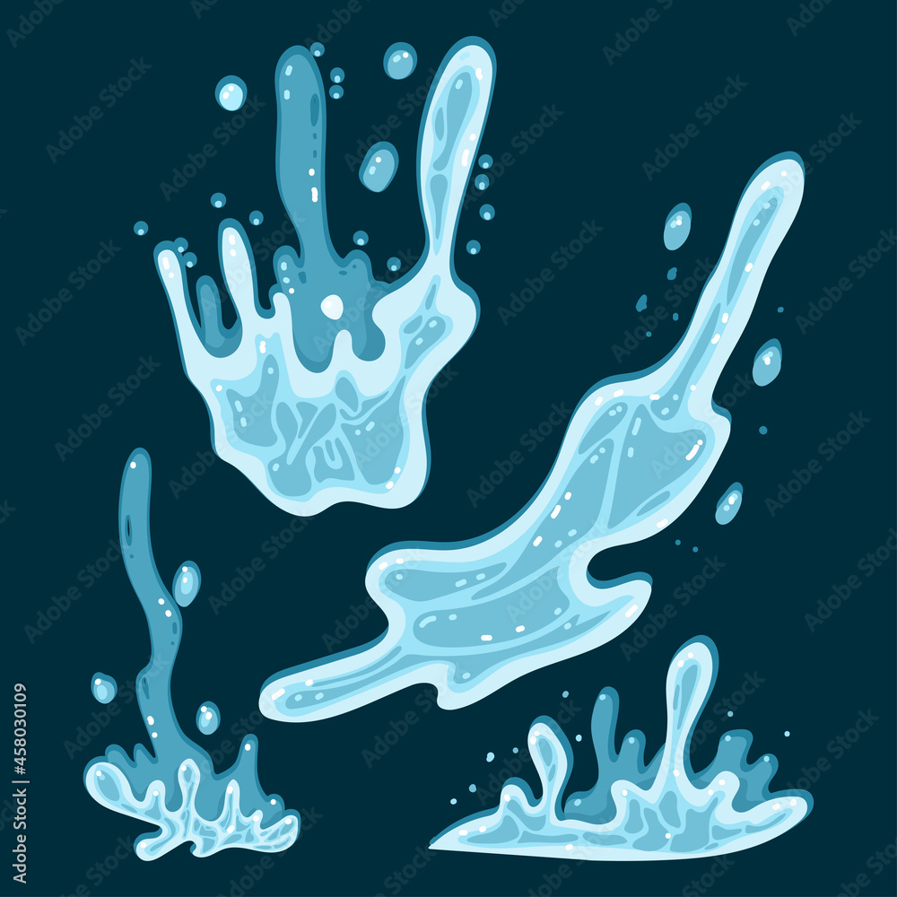 Water splash vector cartoon set isolated on background. Stock Vector ...
