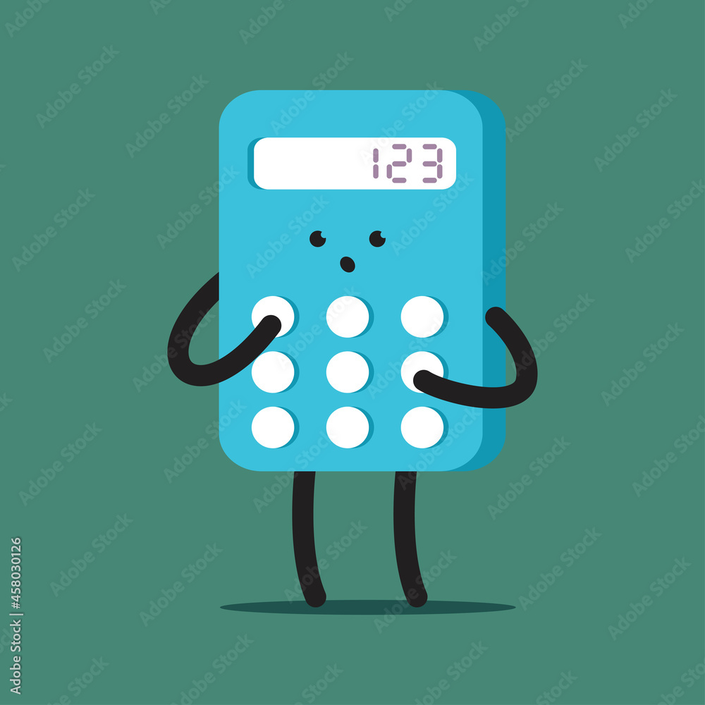 Funny calculator vector cartoon character isolated on background. Stock ...