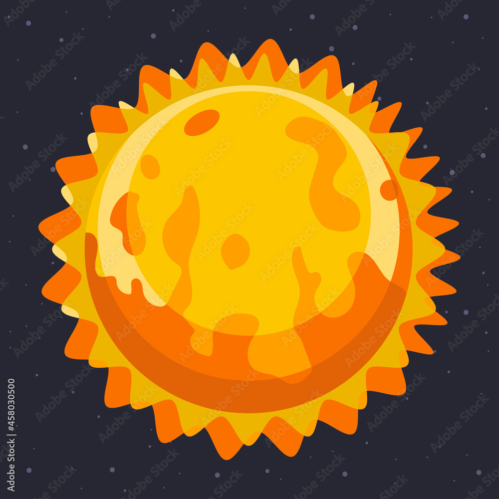 Sun planet vector cartoon illustration isolated on background. Stock ...