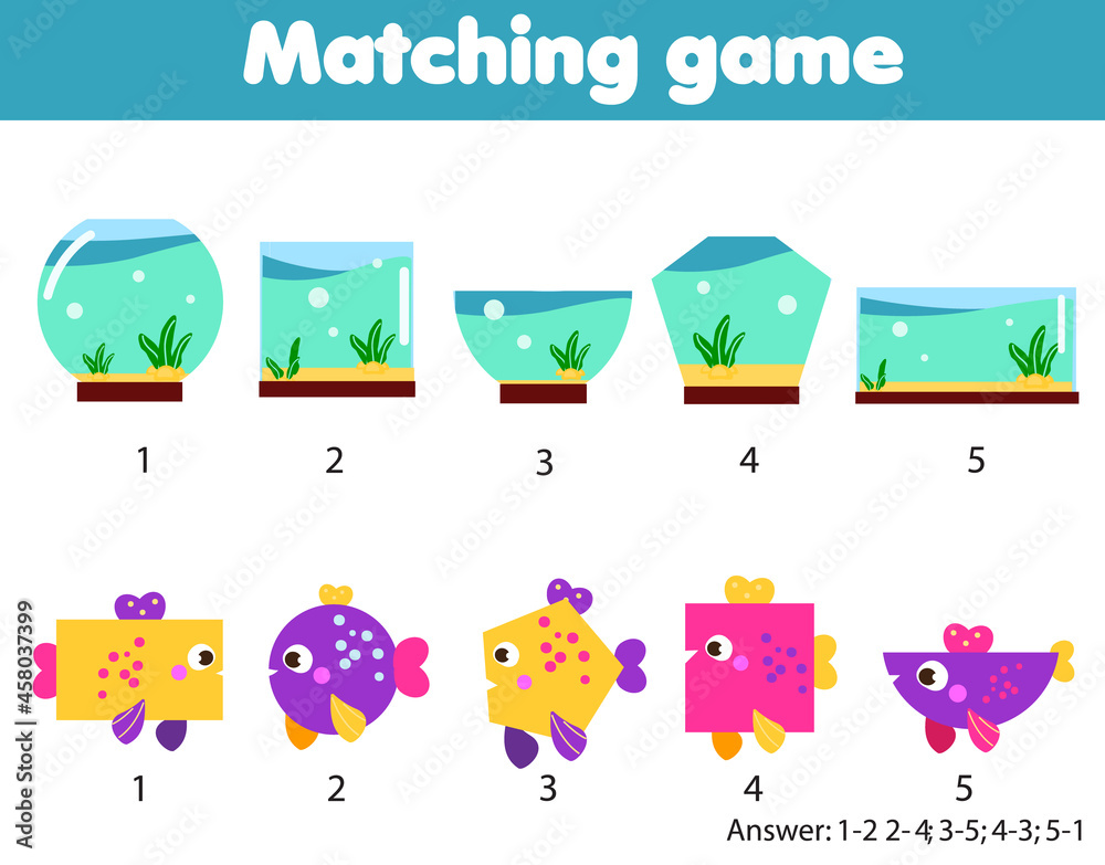 Matching children educational game. Match by shape. Activity for kids ...