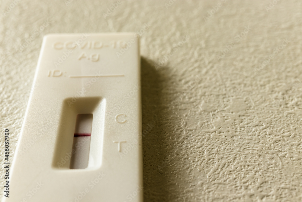 Negative Covid Rapid Antigen test. COVID-19 Ag Test on white background ...