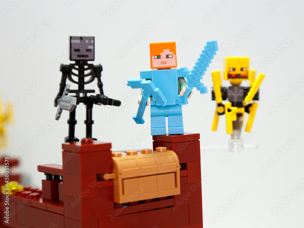 Minecraft. Alex, wither skeleton and blaze. Lego toys. Nether Fortress ...