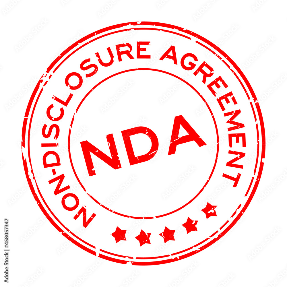 Grunge red NDA Non-disclosure agreement word round rubber seal stamp on ...