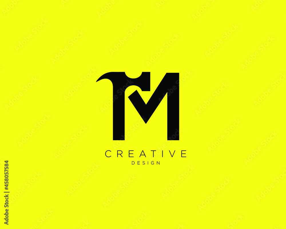 Letter M Hammer Logo Design | Hammer Attached With Letter M Stock ...