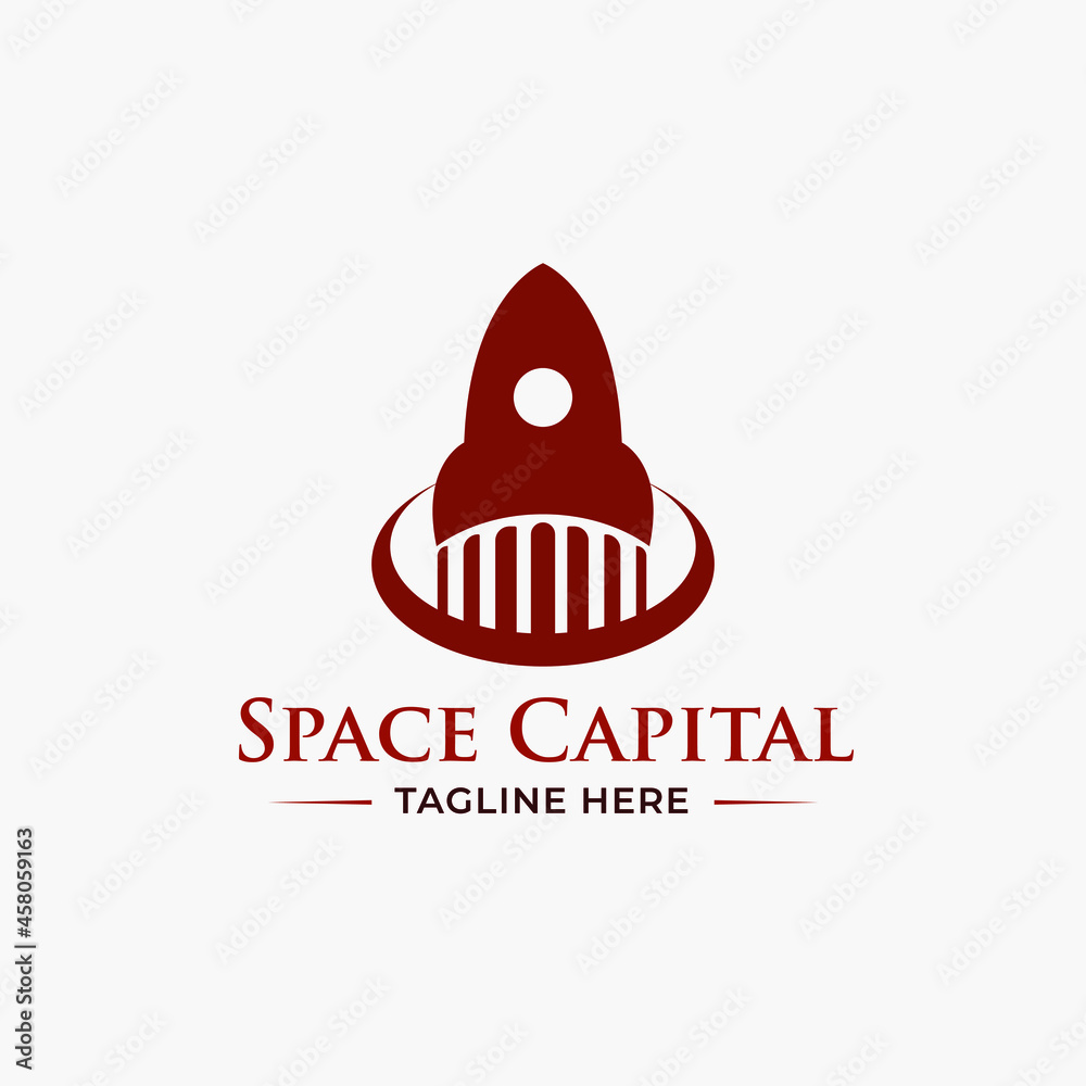 Building and Rocket. Space Capital logo Concept for Shop, Company, Bar ...