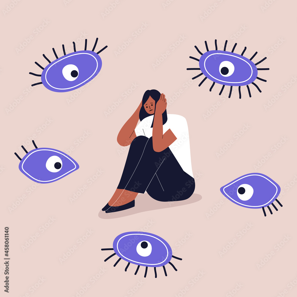 Concept of paranoia, persecution mania, phobias and mental disorders. A ...