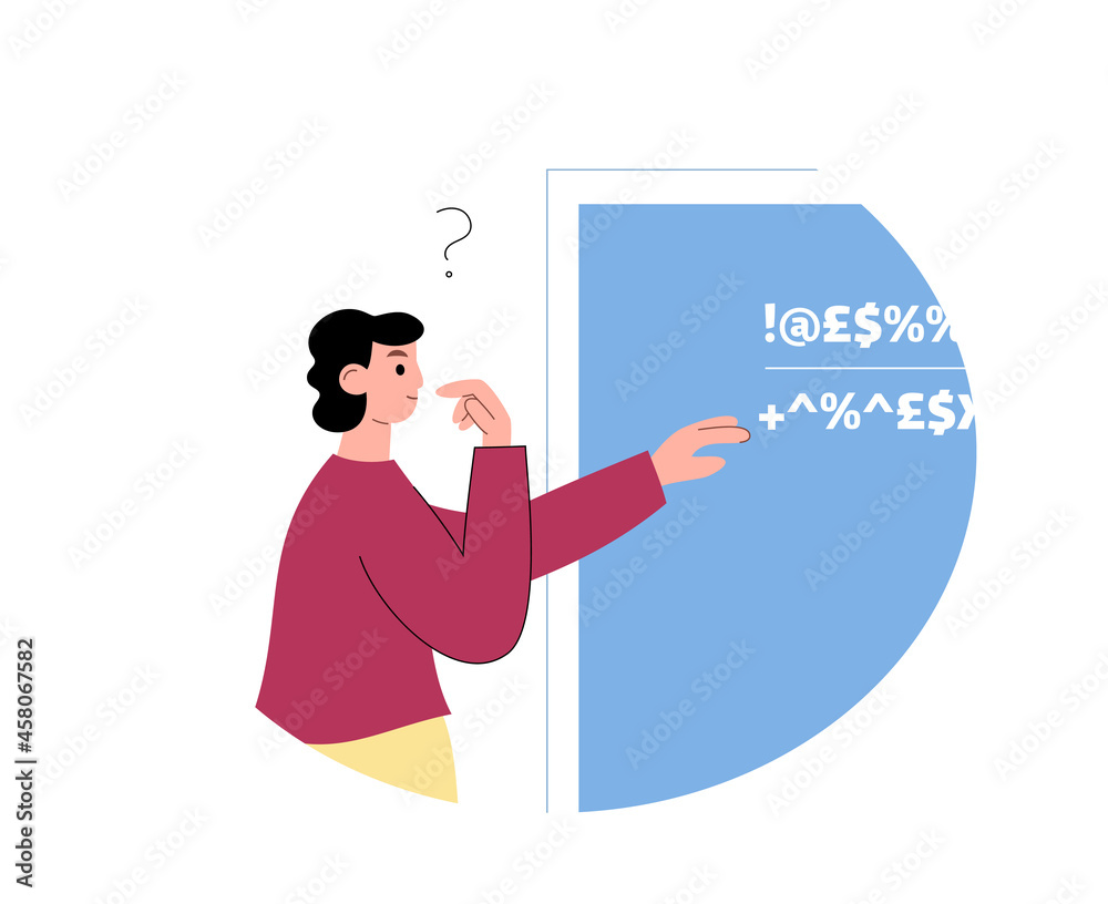 Person with sensing scientific type of mind, flat vector illustration ...