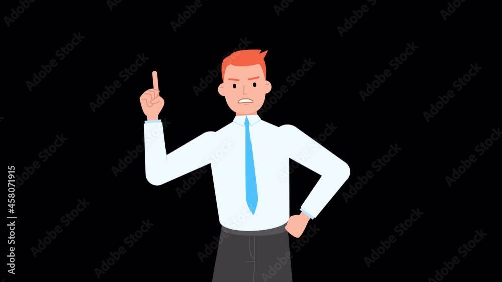 angry boss or office worker animation with ALPHA channel. cartoon 2d ...
