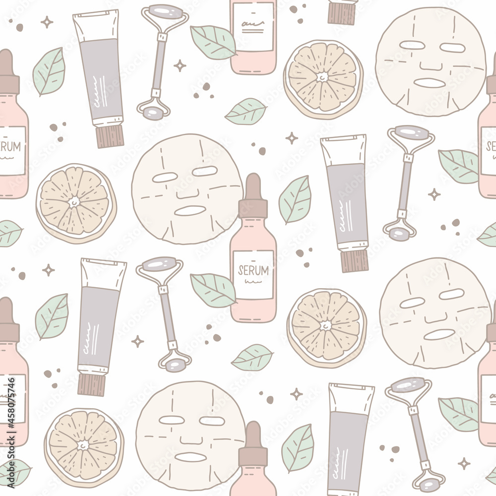 Vector seamless pattern. Illustration in a hand-drawn style, linear ...