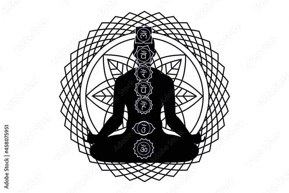 The location of the chakras on the human body, vector image Stock ...