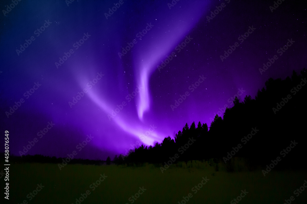 Northern lights of many shades of color Lapland Stock Photo | Adobe Stock