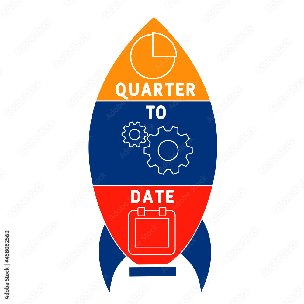 QTD - Quarter To Date acronym. business concept background. vector ...