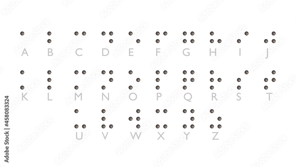 Braille dots alphabet for visually impaired, 3d render Stock ...