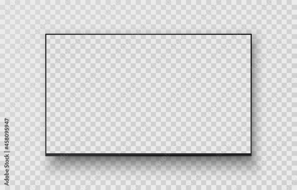 Realistic modern TV screen with shadow on transparent background ...