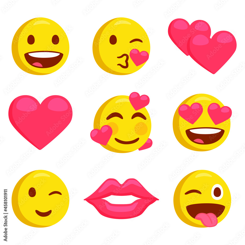 Love Emoji Icon Illustration. Heart Vector Symbol Emoticon Design ...