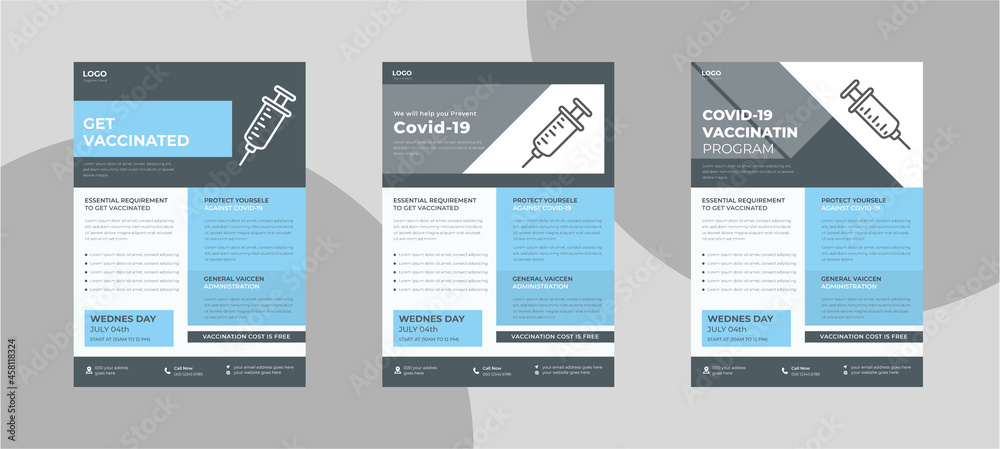 Vaccination program flyer template. Covid vaccination poster leaflet ...