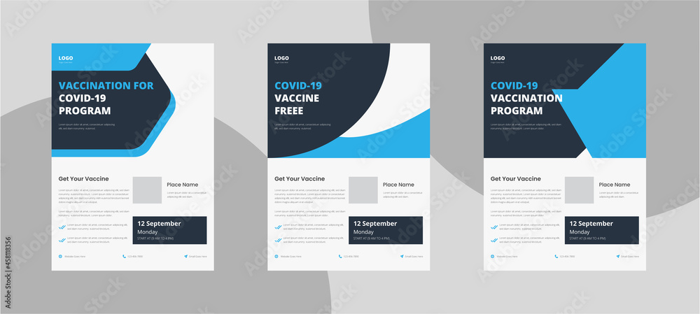 Vaccination program flyer template. Covid vaccination poster leaflet ...