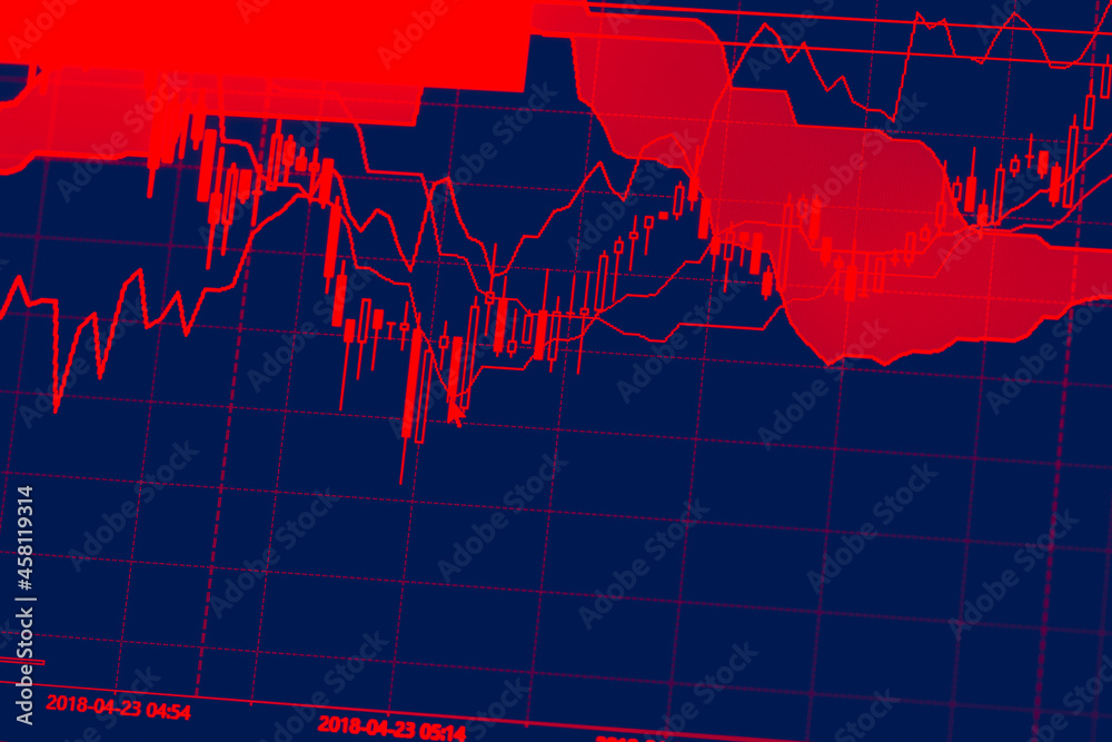 Trading background in bright vivid colors. Candle stick chart with ...