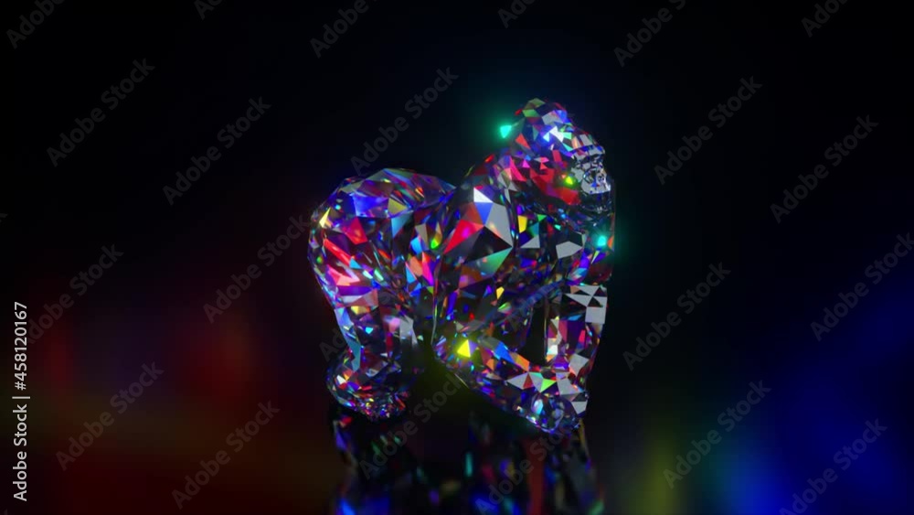 Collection of diamond animals. Running gorilla. Nature and animals ...