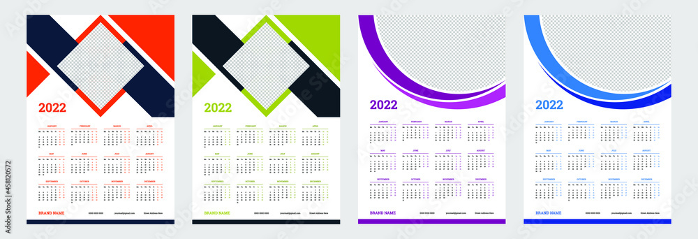 2022 calendar design vector set for template corporate design week ...