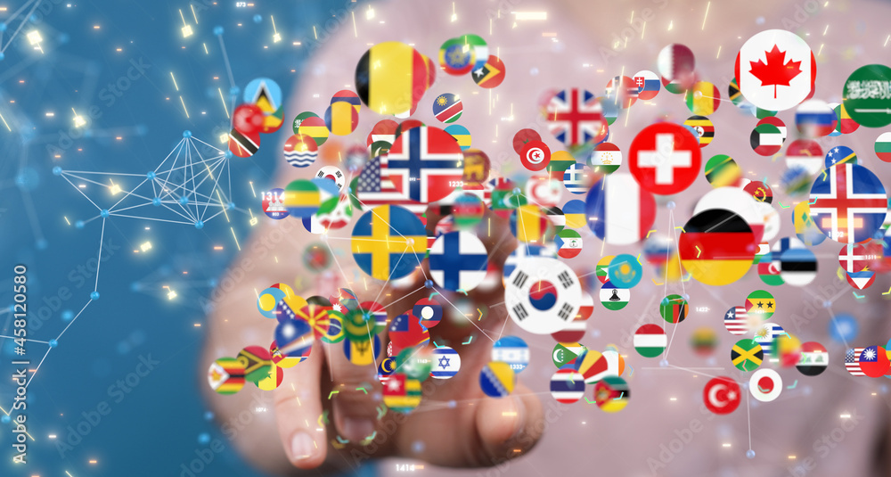 World map with all states and their flags Stock Photo | Adobe Stock