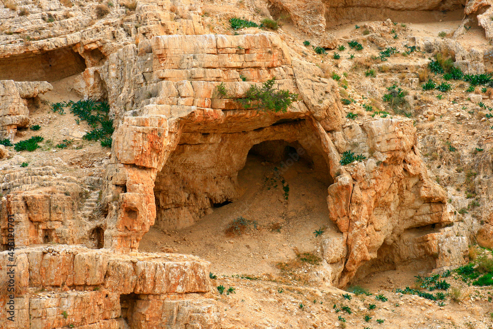 Orthodox Monastery of St. Sava the Blessed. Dome, cross, wall of the ...