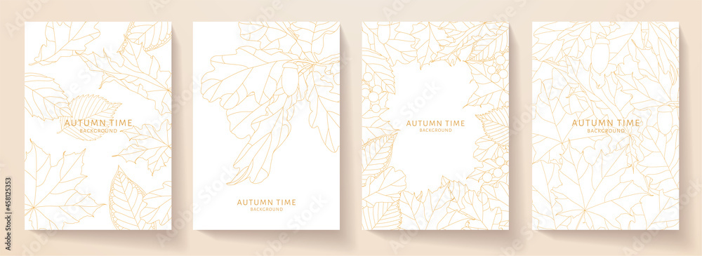 Autumn cover, frame design set. Decorative vector template with leaf ...