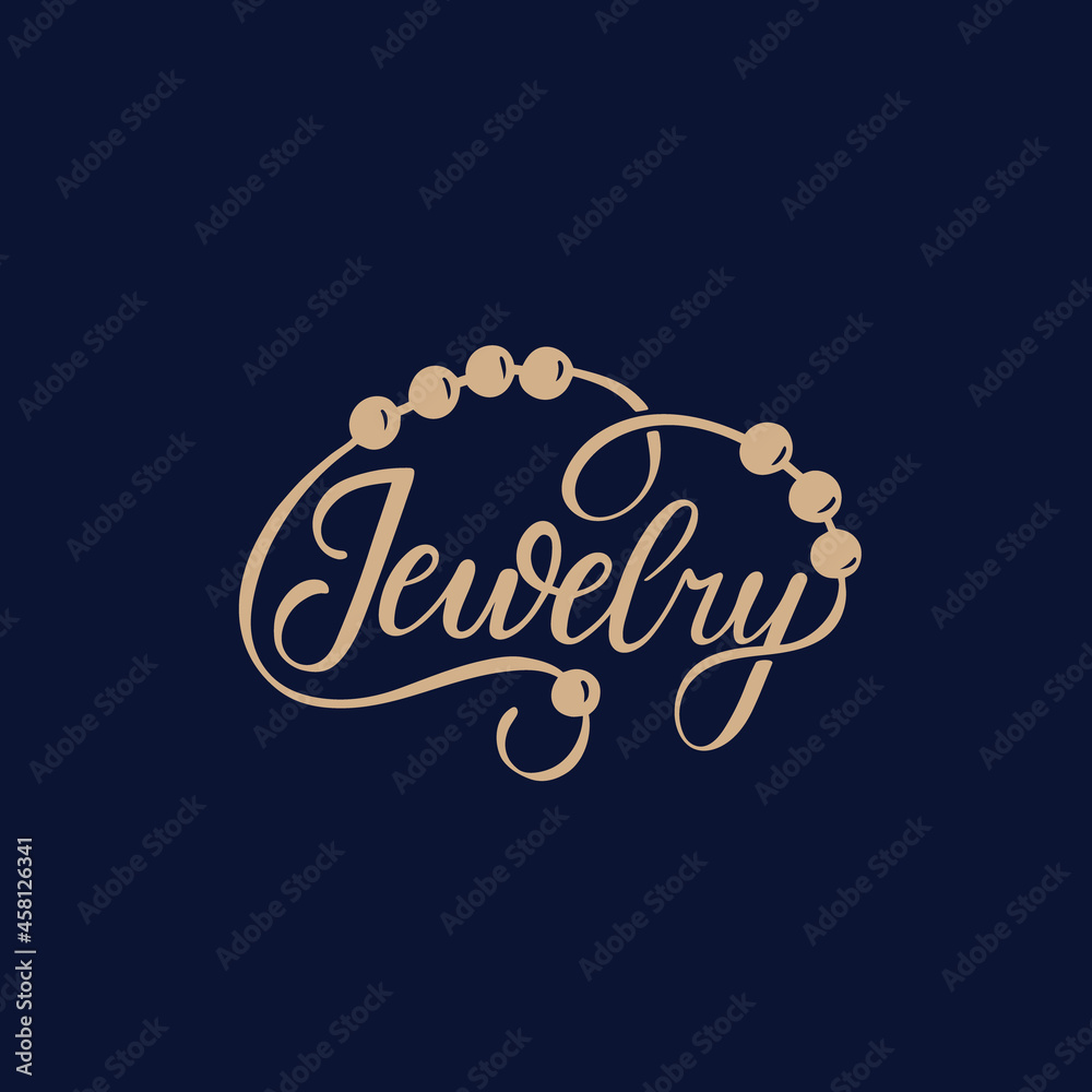 Jewelry logo calligraphy design with lettering and beads around on the ...
