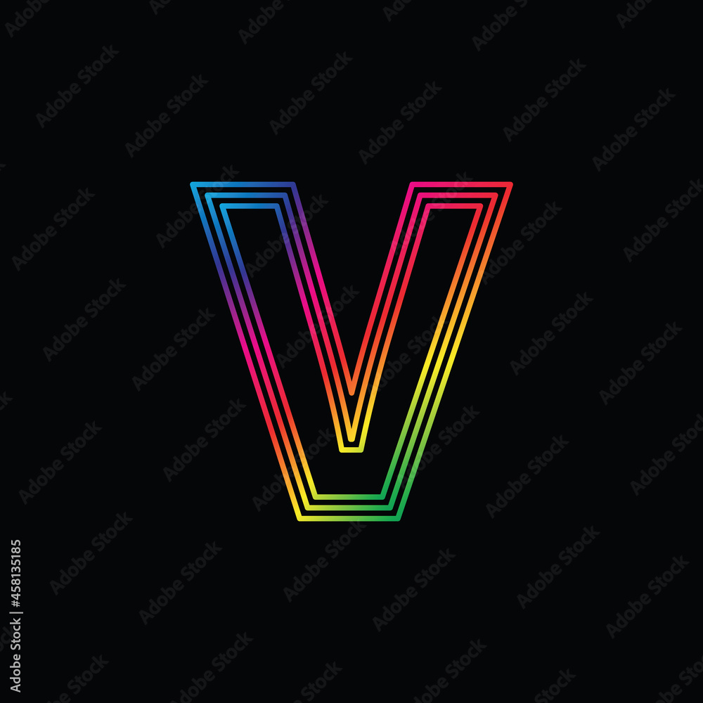 Vector Alphabet. rainbow letter V logo. abstract colorful alphabet ...