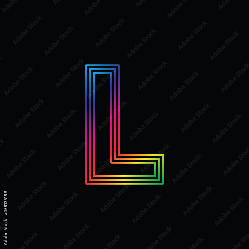 Vector Alphabet. rainbow letter L logo. abstract colorful alphabet ...