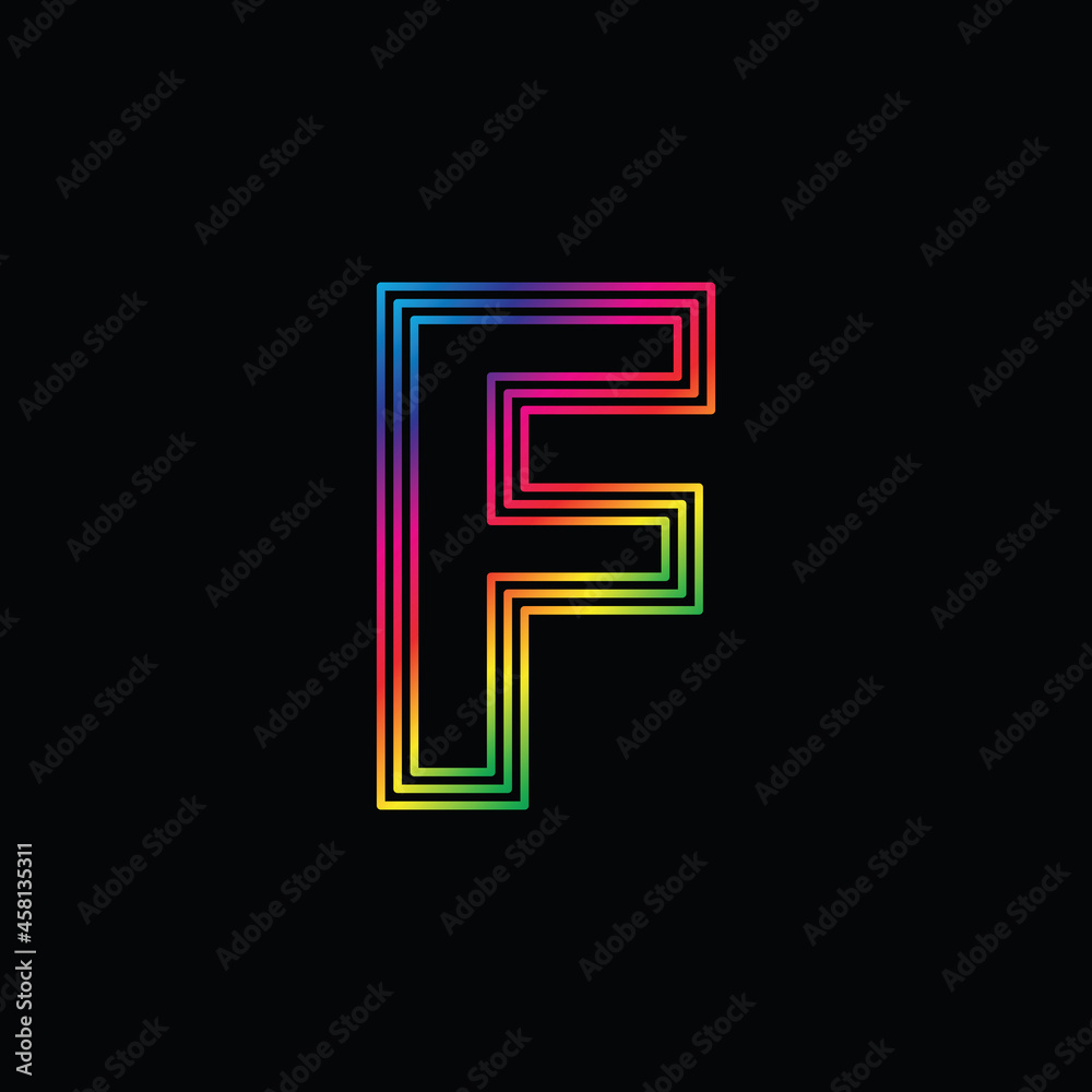Vector Alphabet. rainbow letter F logo. abstract colorful alphabet ...