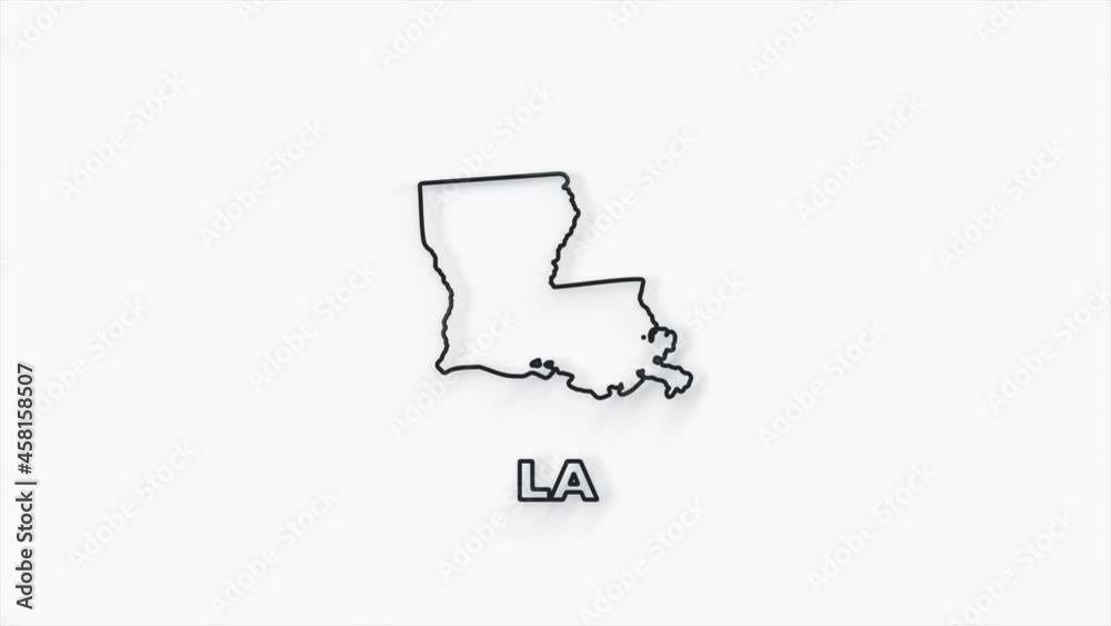 2d line creative Louisiana state lettering isolated on white. 2d line ...