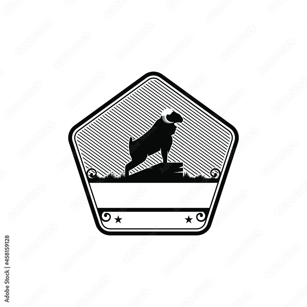 Sheep farm logo, emblem or badge template with pentagonal nature ...