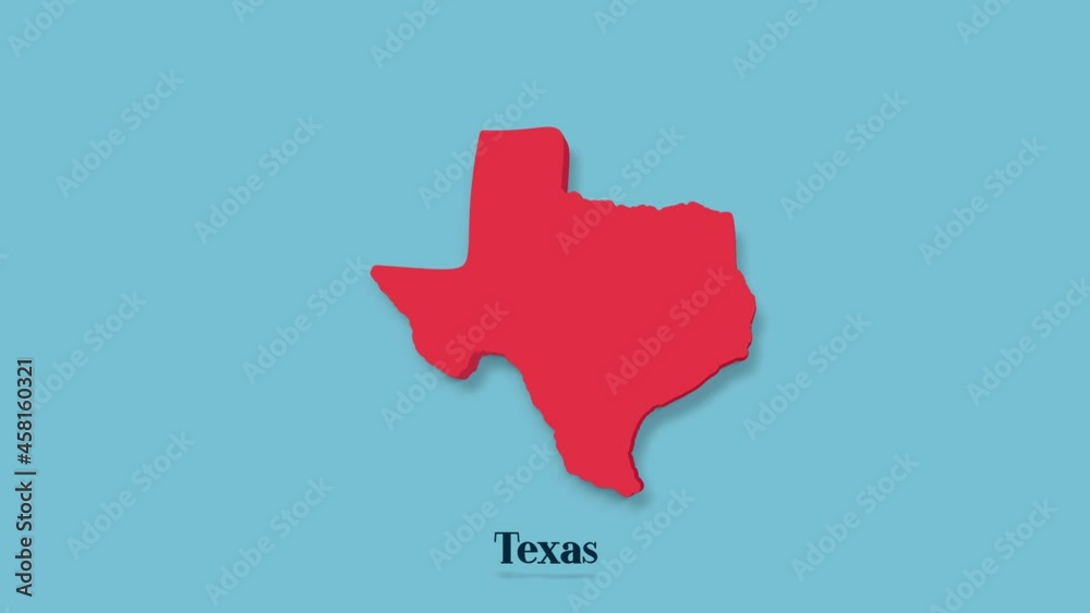 3d animated map showing the state of Texas from the United State of ...