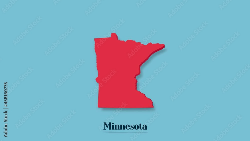 3d animated map showing the state of Minnesota from the United State of ...