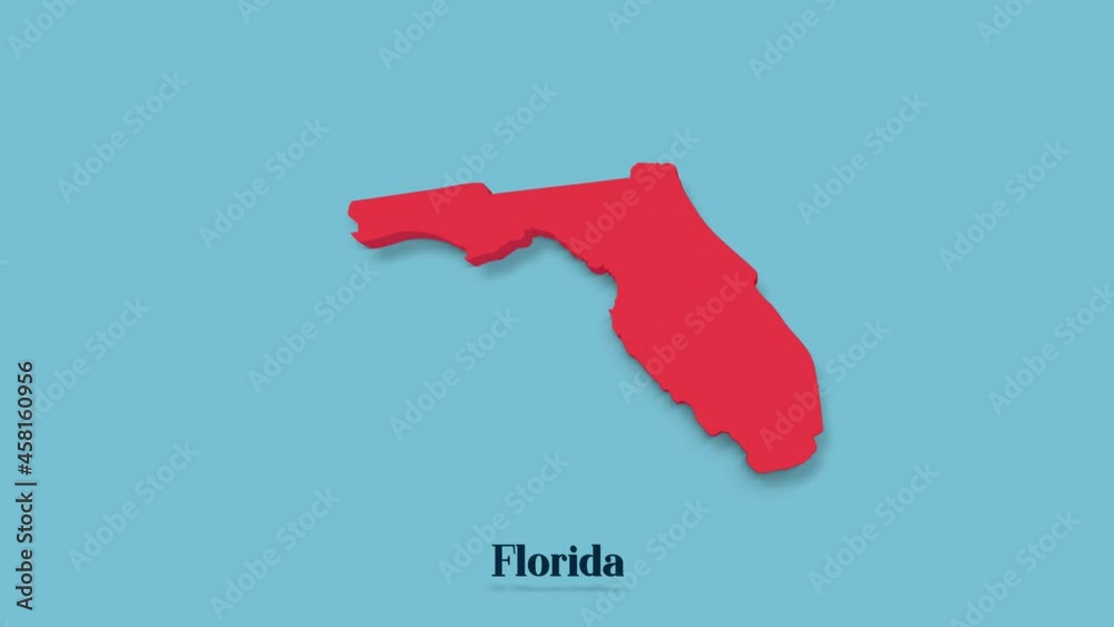 3d animated map showing the state of Florida from the United State of ...