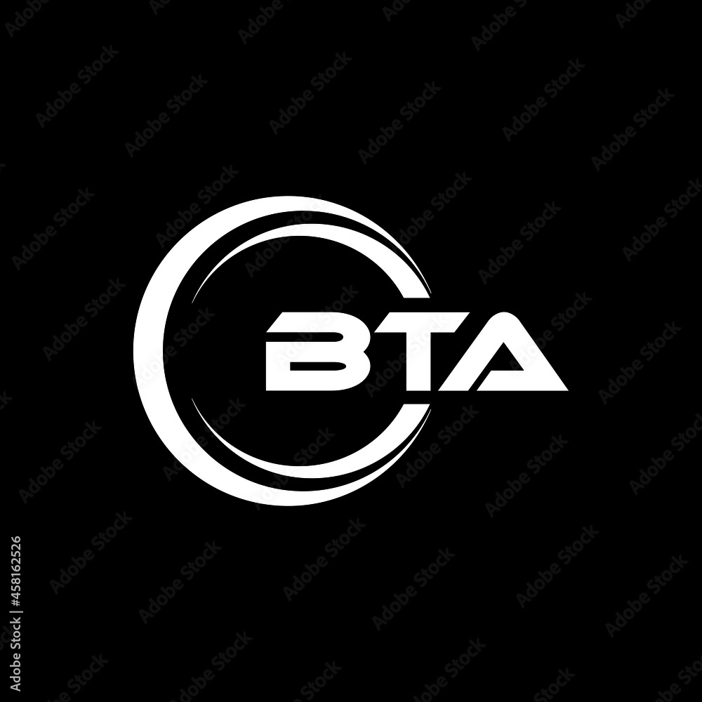 BTA letter logo design with black background in illustrator, vector ...