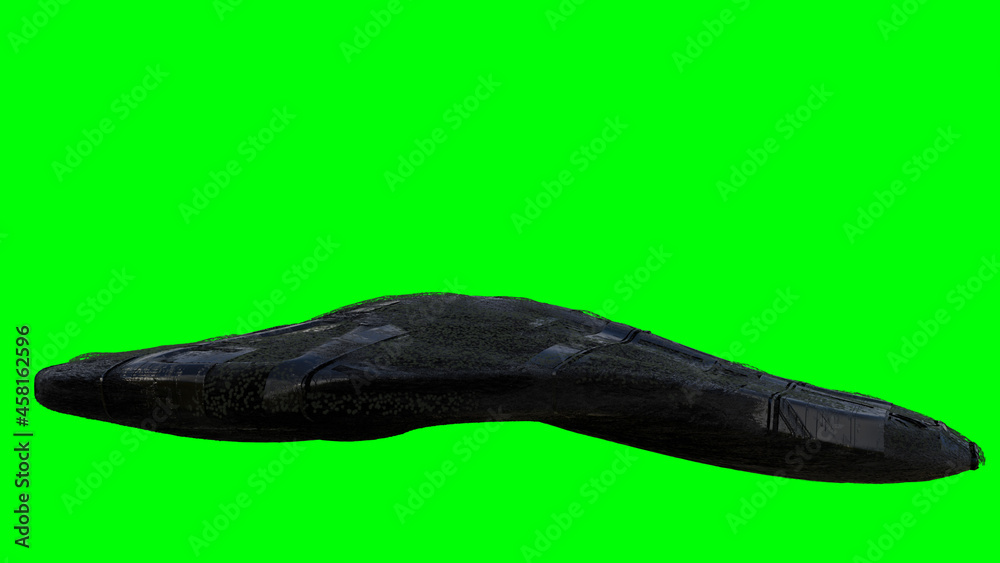 Futuristic alien sci fi ship isolate on green screen. 3d rendering ...