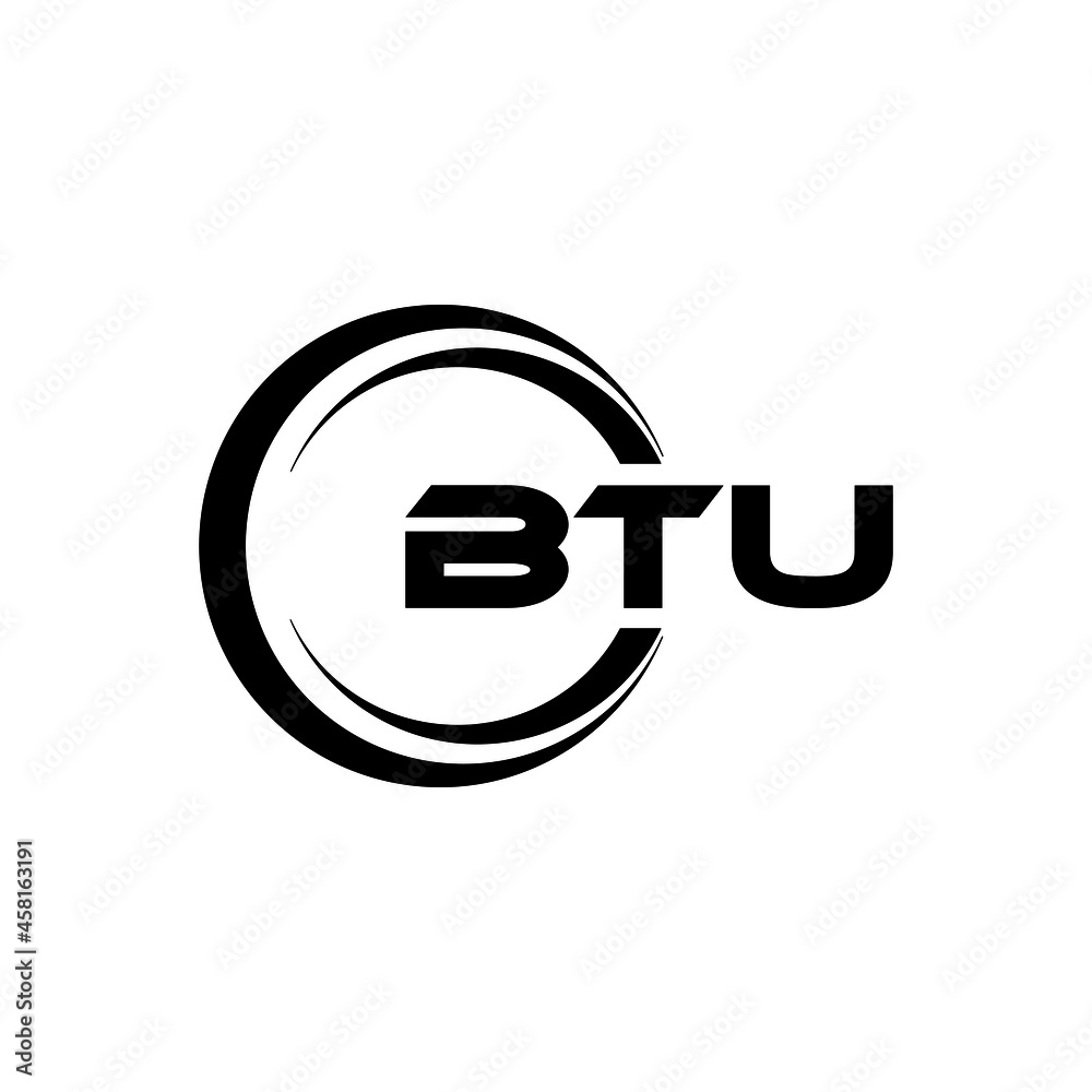 BTU letter logo design with white background in illustrator, vector ...