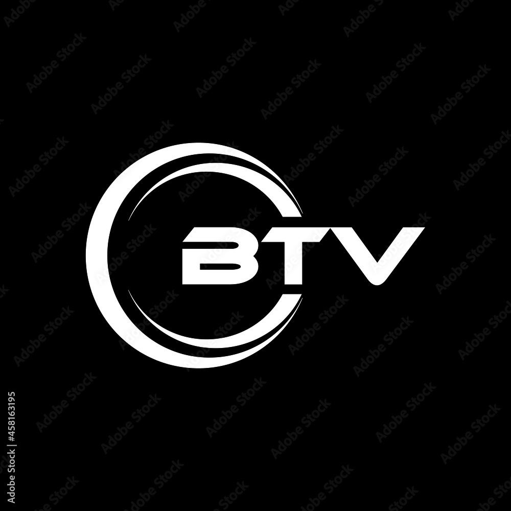 BTV letter logo design with black background in illustrator, vector ...
