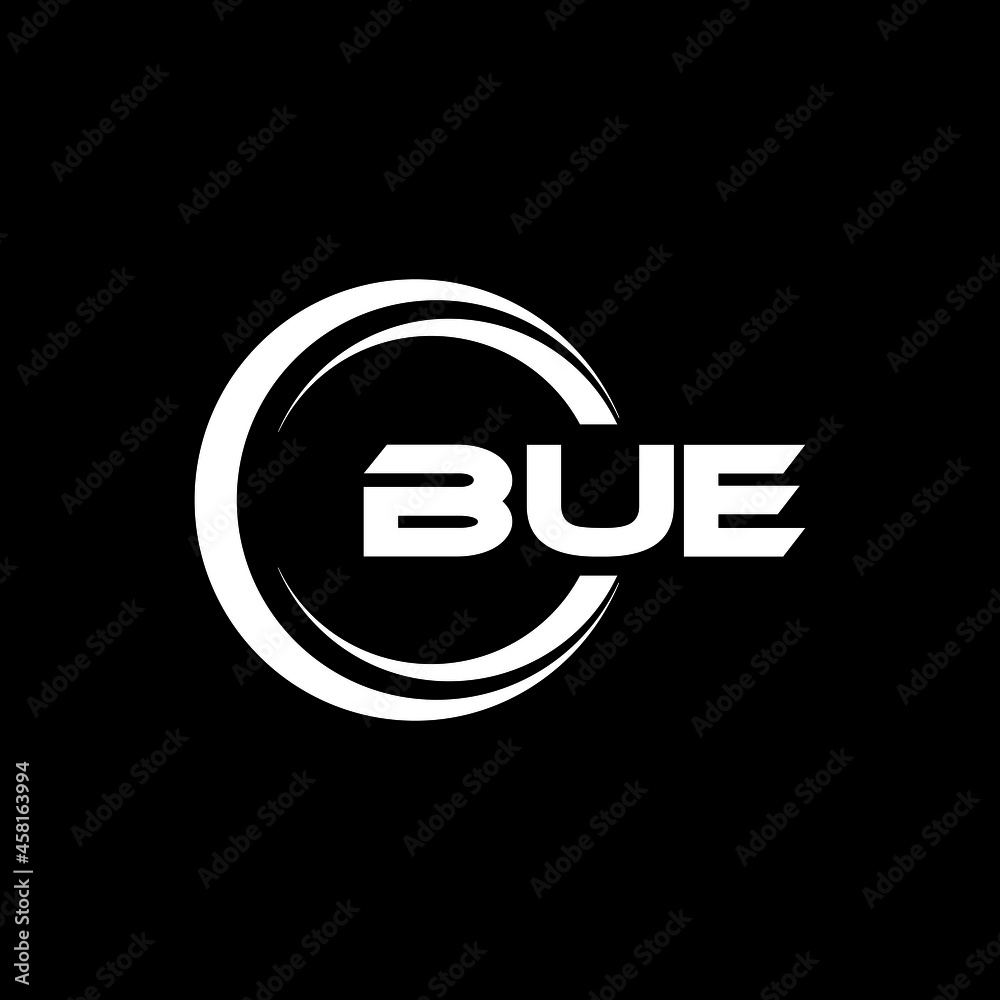 BUE letter logo design with black background in illustrator, vector ...