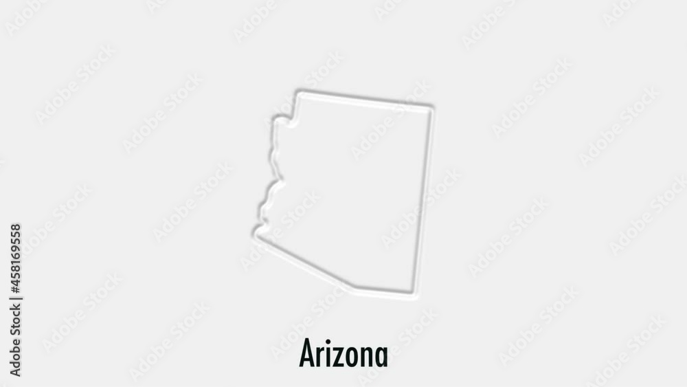 Abstract line animation Arizona State of USA on hexagon style. Arizona ...